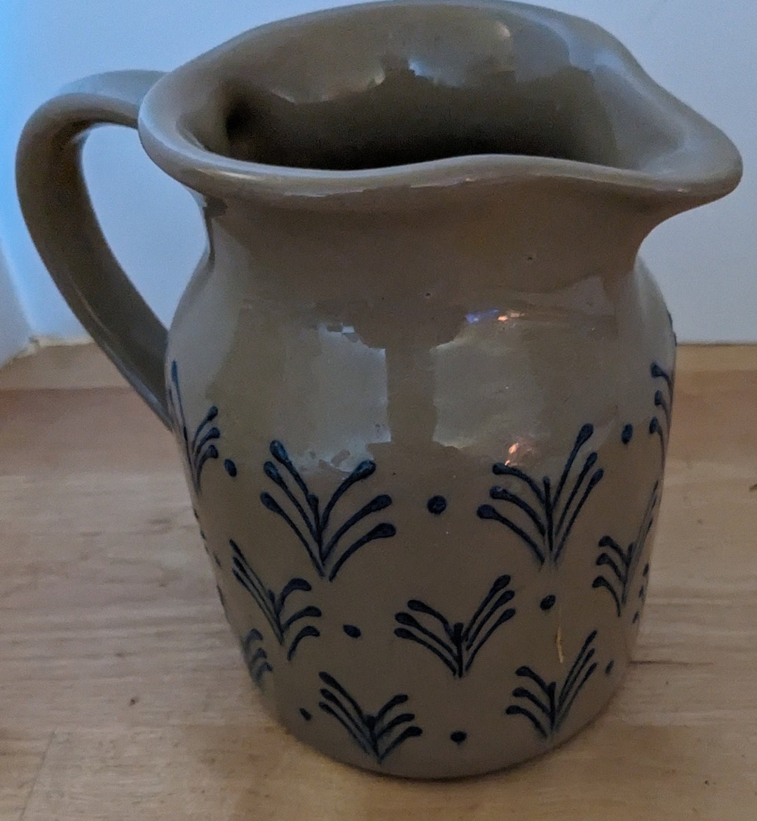Pitcher Hartstone Pottery USA 6 1/4" Tall Signed "ks" 2 1/2 Cup Gray ...
