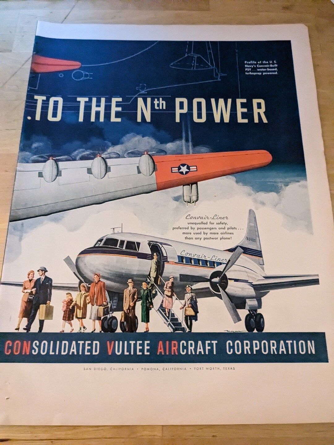 Vintage Print Ad 1951 Convair Consolidated Aircraft B36F - Etsy