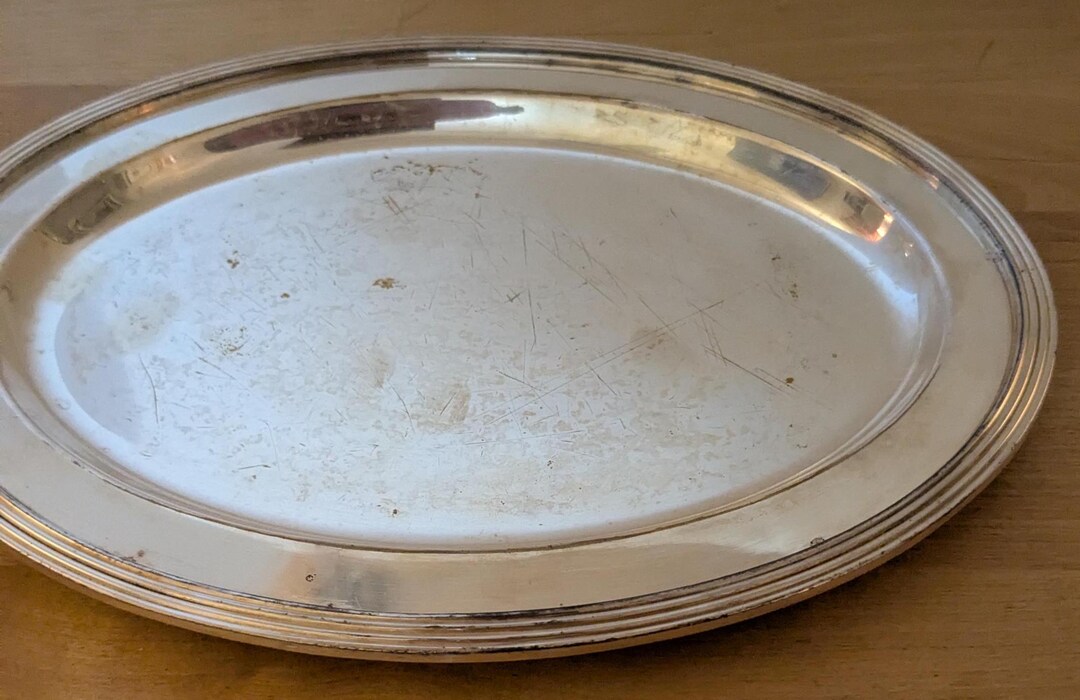 Pairpoint Silver Tray Plate Model 01156 Made in USA Metal Oval 10 1/2 ...