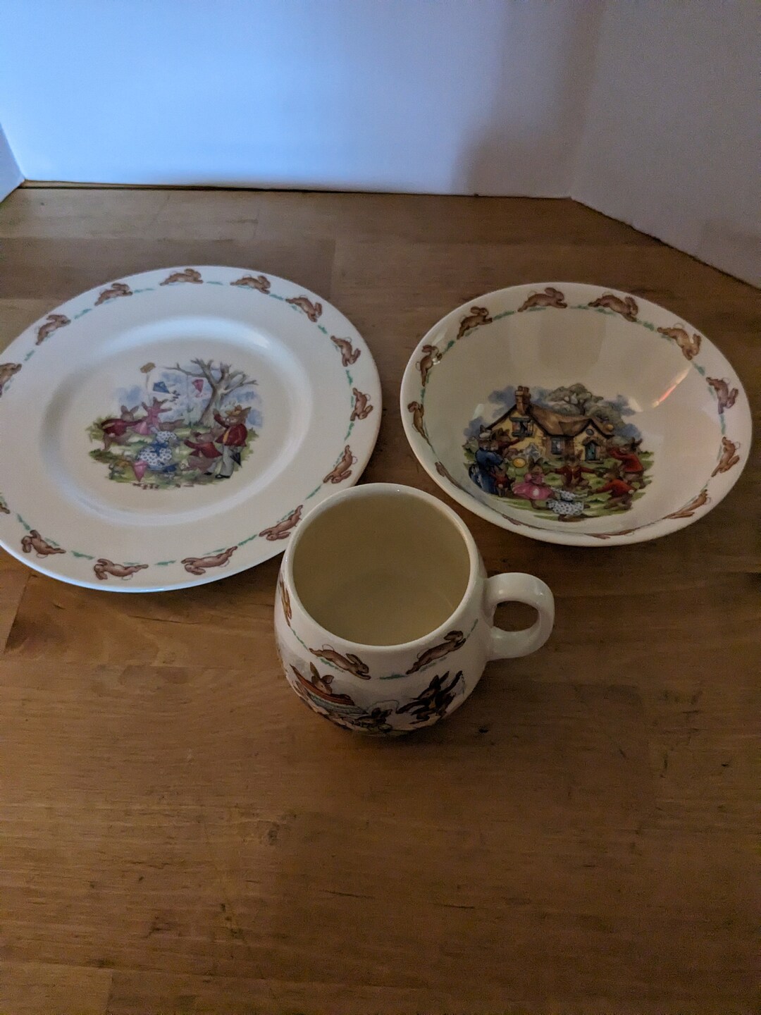 Bunnykins Royal Doulton Children Set of 3 Cup 6 Bowl 8 Plate English ...
