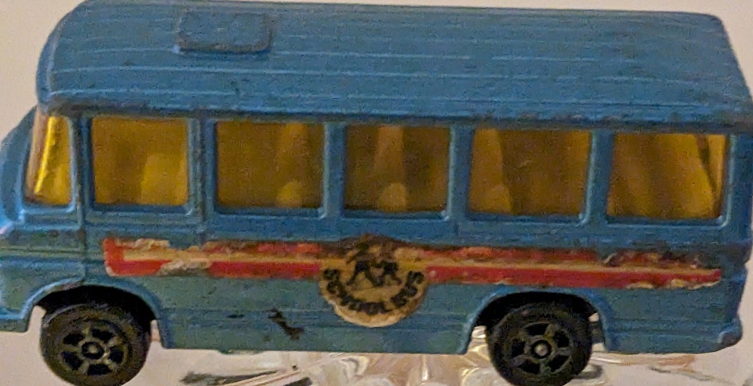 Toy School Bus BLUE Corgi Juniors Mercedes Benz Blue 1/64 Vintage ...