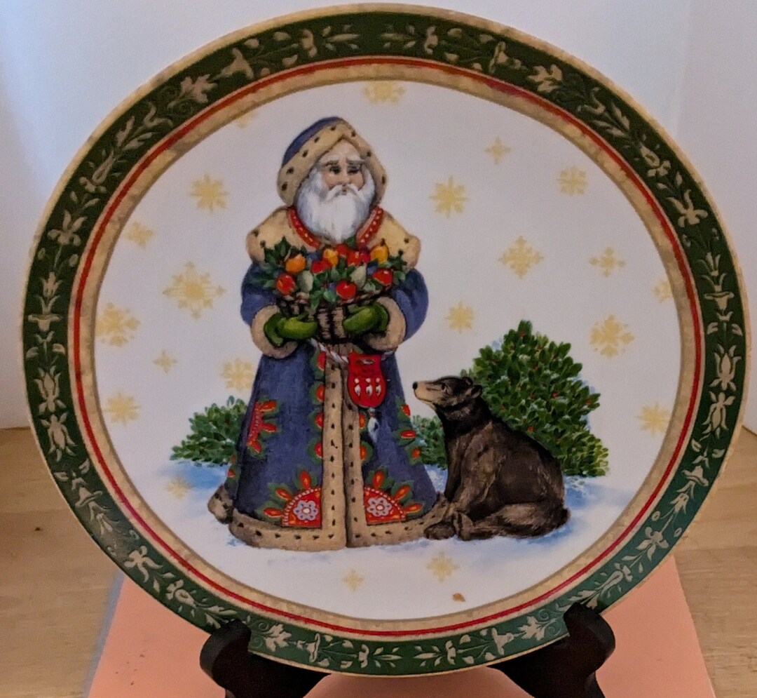 Plate Christmas Old World Santa Art Pamela Gladding 8 Diameter With ...