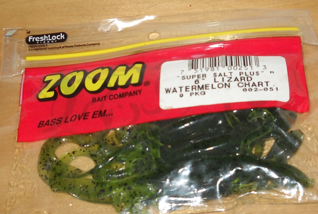Lure Fishing Zoom Lure Bait 6" Lizard Watermelon Super Salt Plus 9 ...