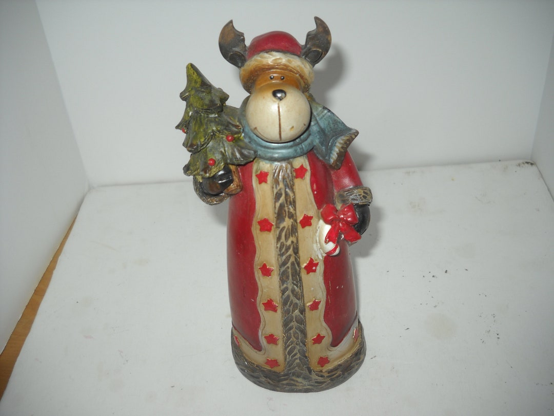 Moose Santa Claus Christmas 7 Tall With Tree Resin Figurine TII ...