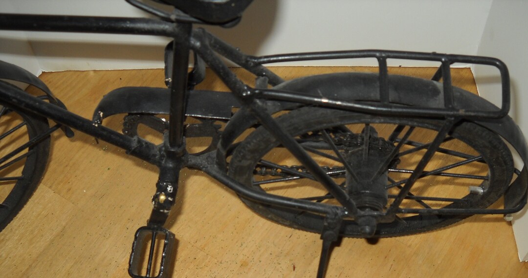 Bicycle 1/5 Scale Model Decor Vintage Metal Wood Rubber Balloon Tires ...