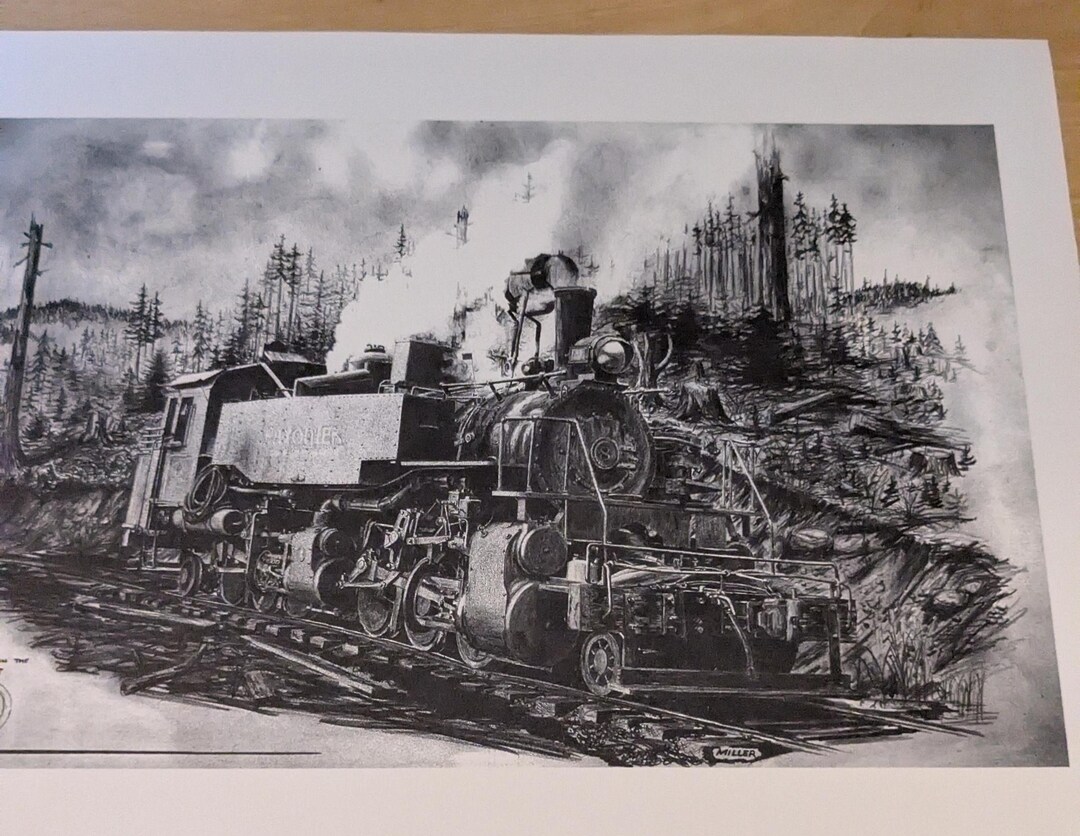 Art Railroad Train Steam Locomotive Terry Miller Rain and Rayonier in ...