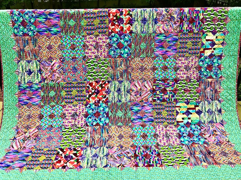 Scrappy Snowball Full/queen Quilt in Bold Prints - Etsy