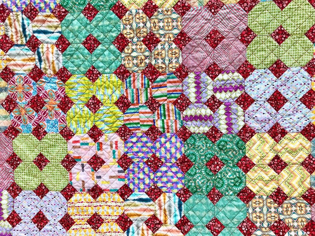 Scrappy Snowball Queen Quilt With Red Accents - Etsy