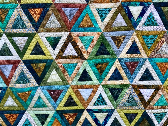 Batik Sashed Triangle Full/queen Quilt | Etsy