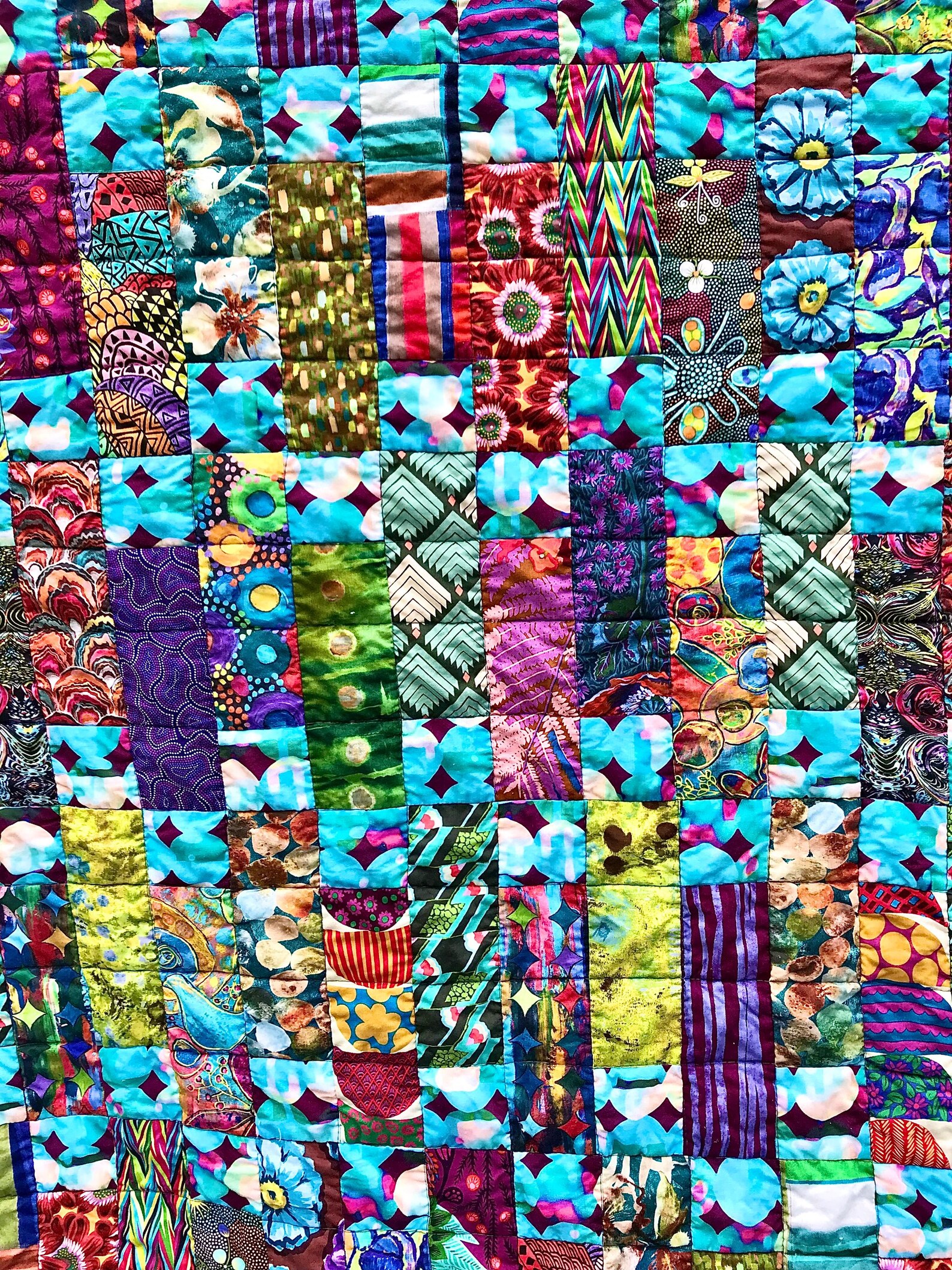 Gloriously Scrappy Queen Quilt in Bold Bright Prints - Etsy