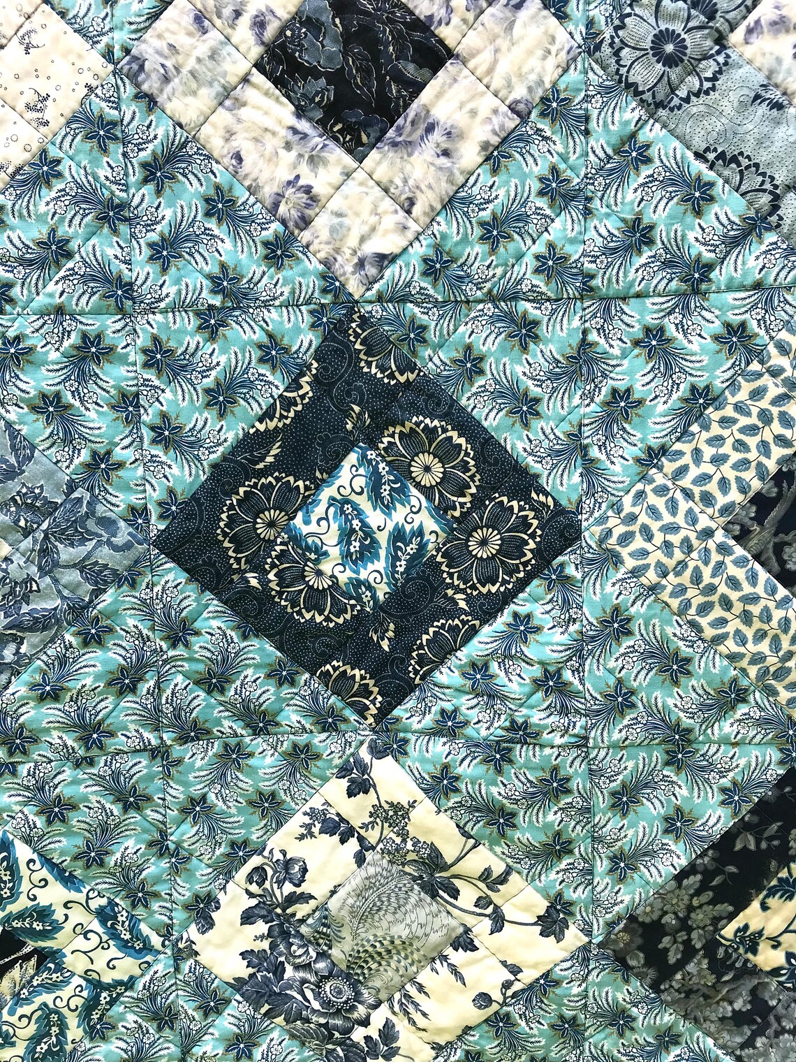 Blue Beauty Squared Queen Quilt - Etsy