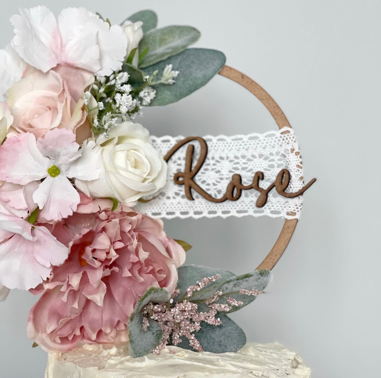 Floral Hoop Wreath Cake Topper First Birthday Cake Topper - Etsy UK