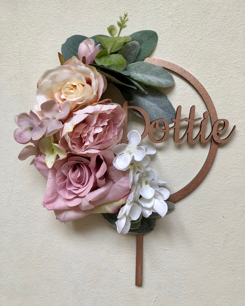 Floral hoop wreath cake topper first birthday cake topper | Etsy