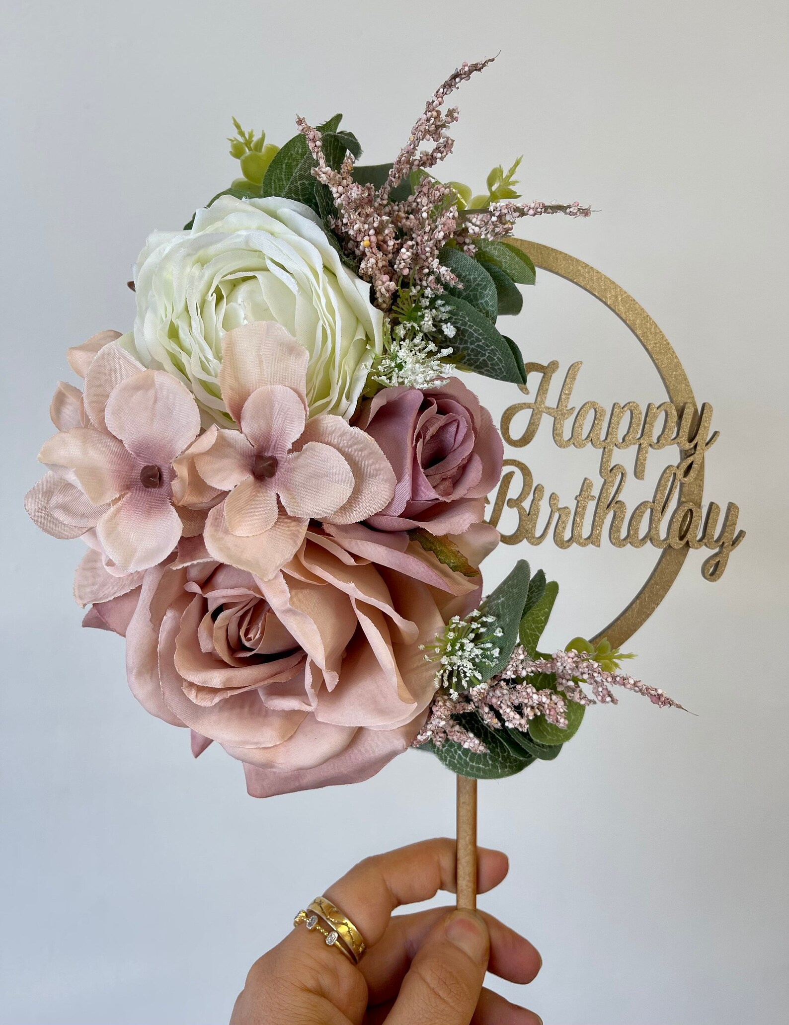 Floral Hoop Wreath Cake Topper First Birthday Cake Topper | Etsy UK