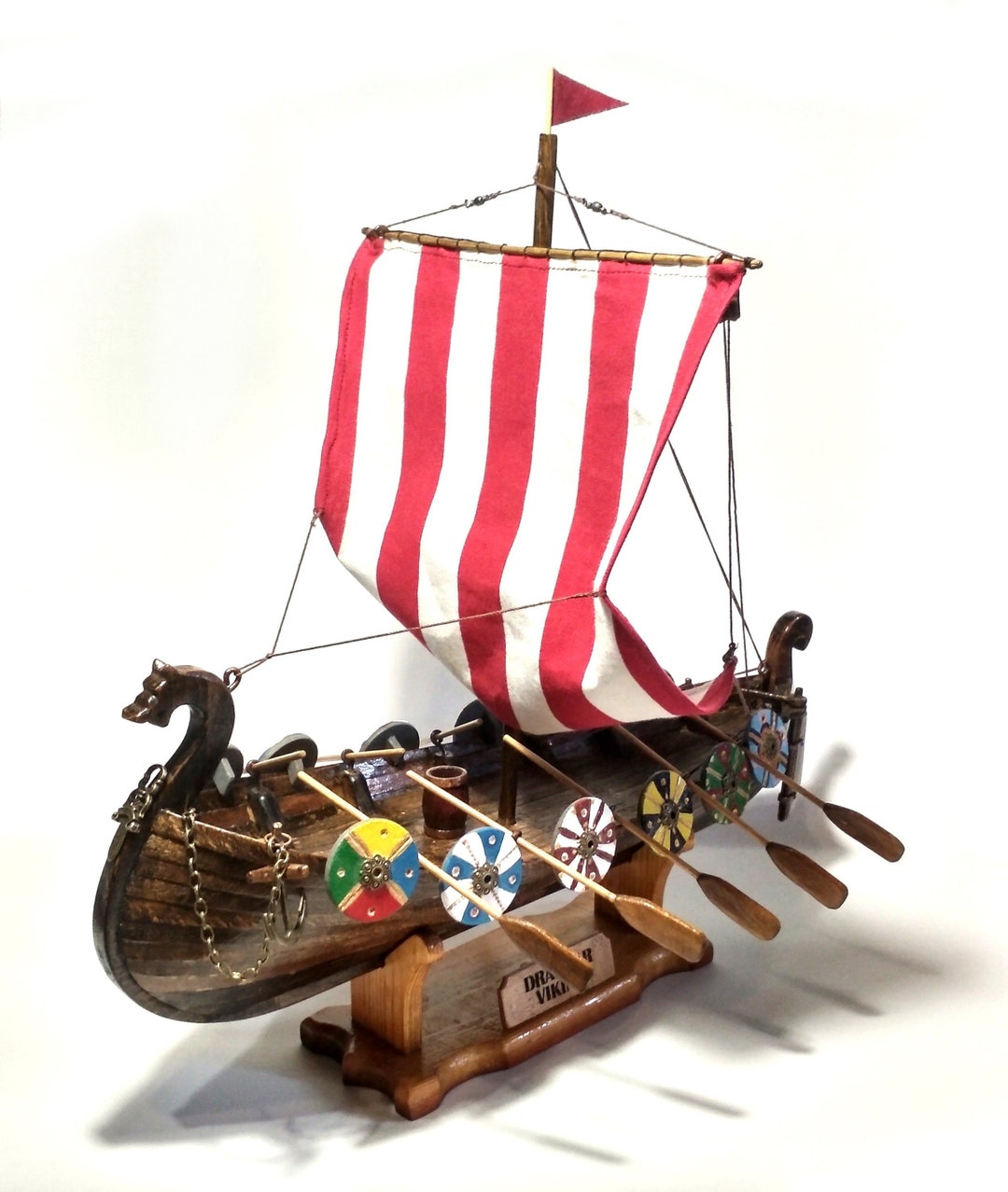 Drakkar Viking / Wooden Model Boat / Longboat / Wood Boat / Drakkar ...