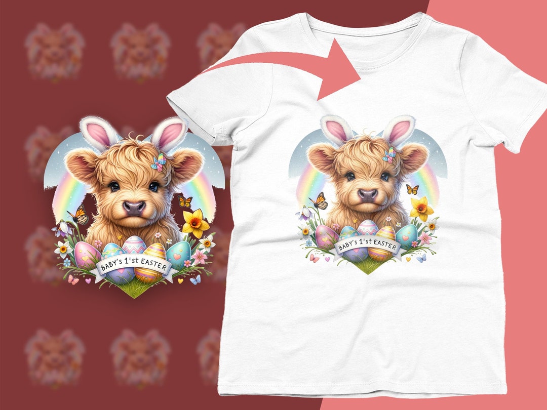 Baby's First Easter Digital SVG, Cute Calf With Bunny Ears, Rainbow ...