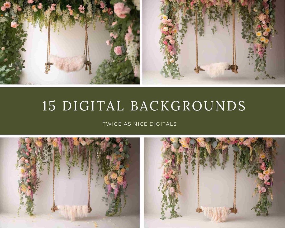 15 Floral Digital Backdrop, Newborn Swing Digital Background, Newborn ...