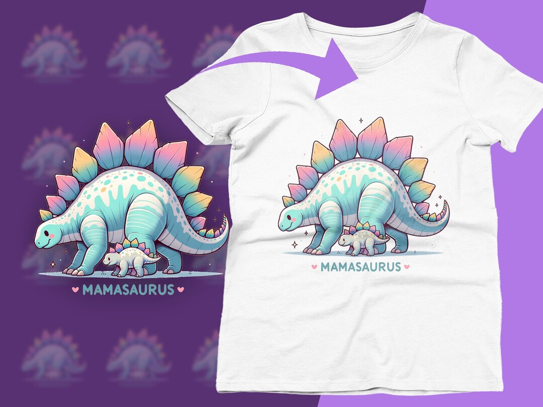 Mamasaurus SVG, Cute Dinosaur Mama and Baby, Motherhood Clipart, T-rex ...