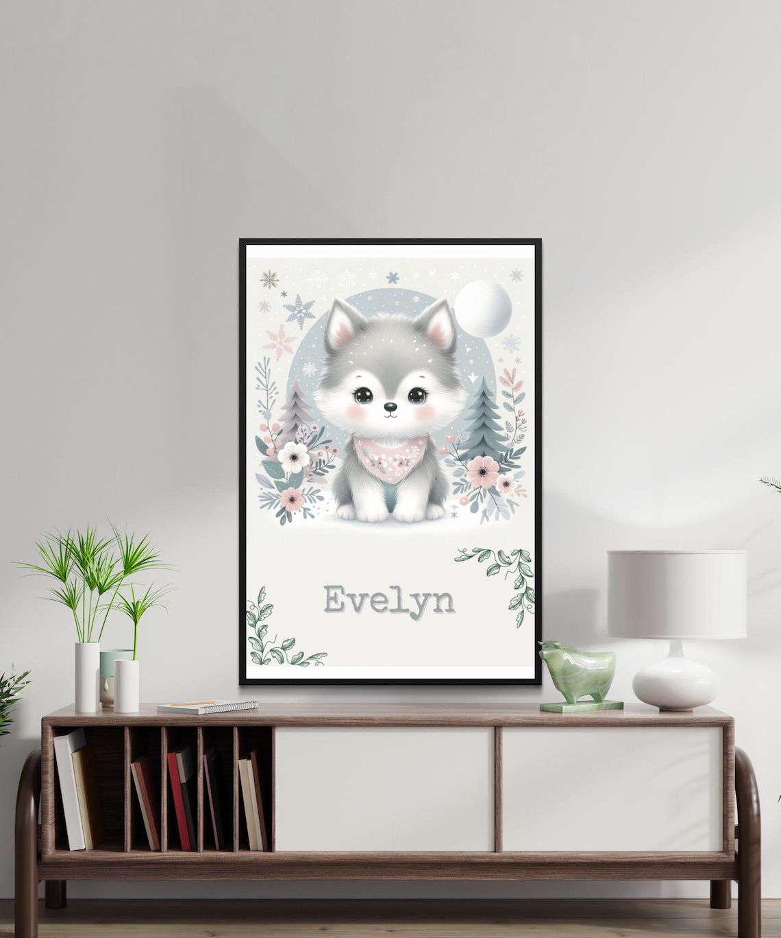Cute Wolf Nursery Wall Art Printable, Editable Digital Download, A4 ...