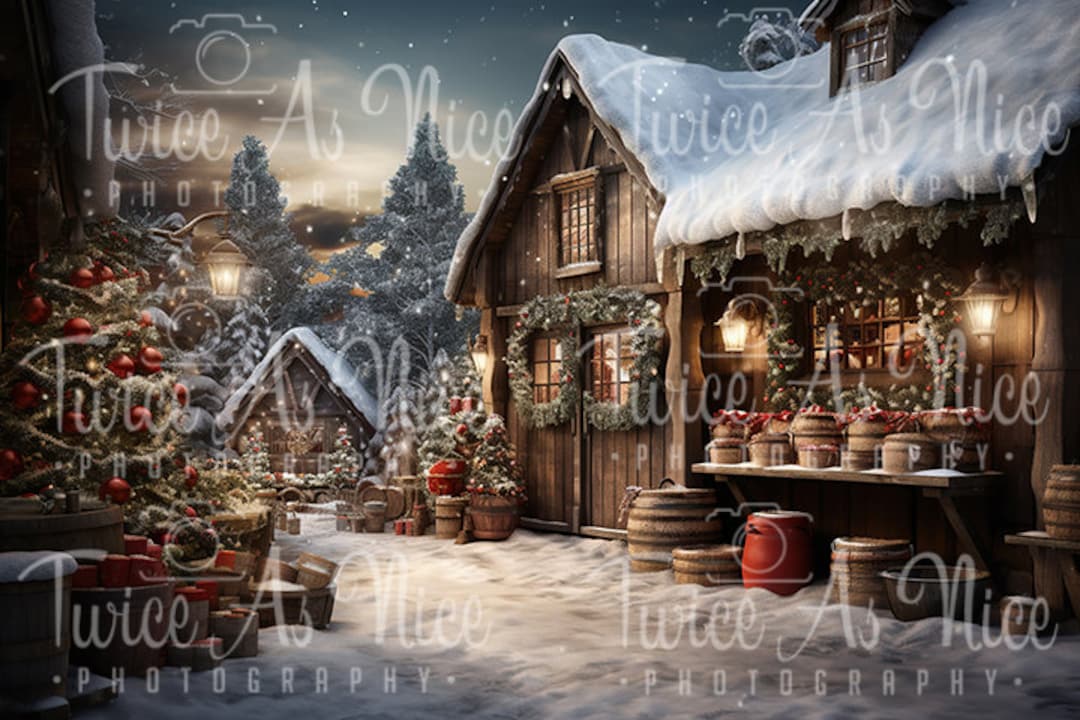 Christmas Village Digital Backdrop , Christmas Digital Background ...