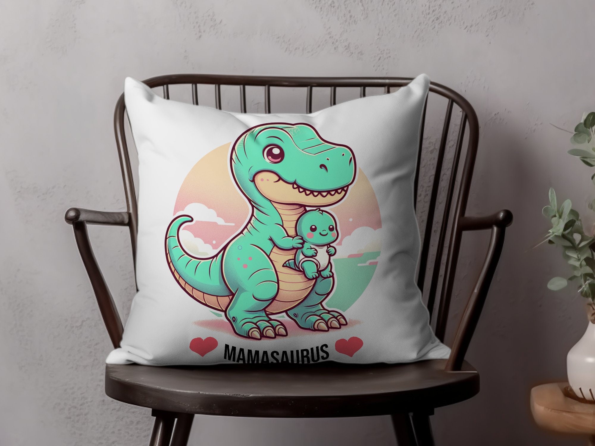 Mamasaurus SVG File, Cute Dinosaur Digital Design, Mama T-rex With Baby ...