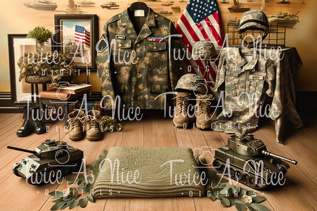 Newborn Army Military Digital Backdrop, Patriotic Newborn Photo ...