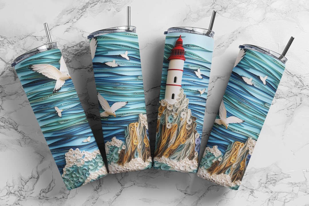 Lighthouse 3D Tumbler Wrap Sublimation Tumbler Design , 9.2x8.3" 20oz ...