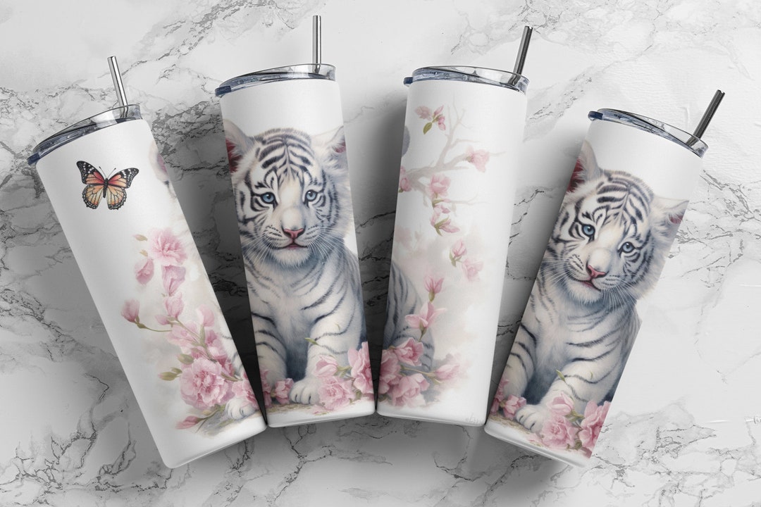 White Tiger Tumbler Wrap 20oz Sublimation Tumbler Design , 9.2x8.3 ...