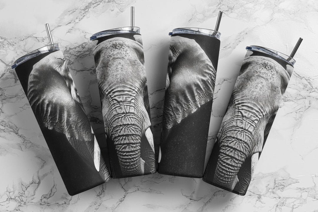 Black & White Elephant Tumbler Wrap 20oz Sublimation Tumbler Design , 9 ...
