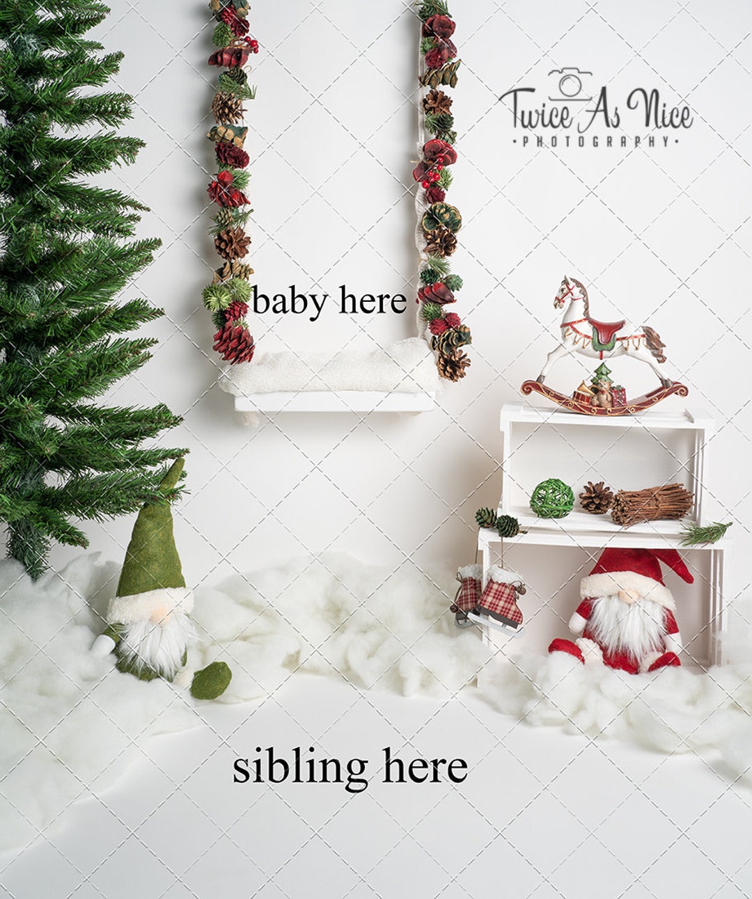 Newborn and Sibling Boho Christmas Digital Backdrop, Digital Background ...