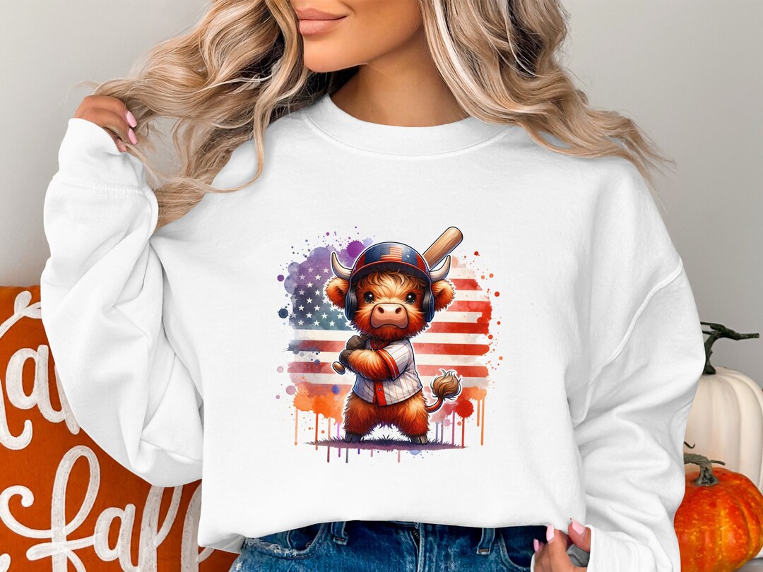 Highland Cow Baseball Svg, Patriotic Clipart Png, Digital Goodnotes ...