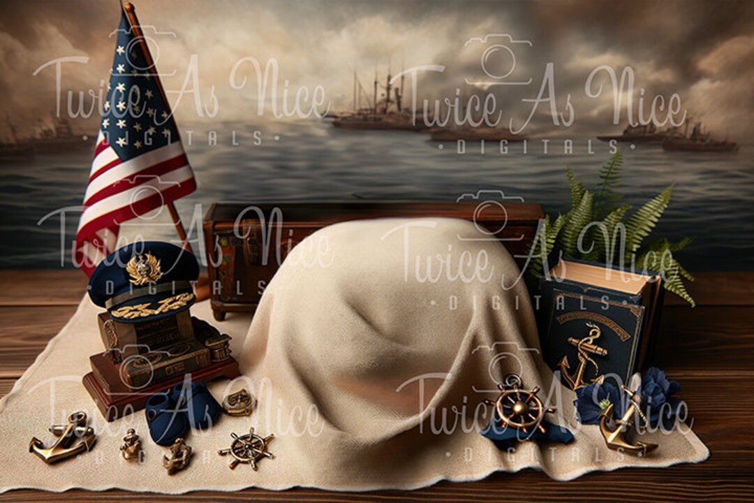 Newborn Nautical Digital Backdrop, Navy Theme Baby Photo Prop, Ocean ...