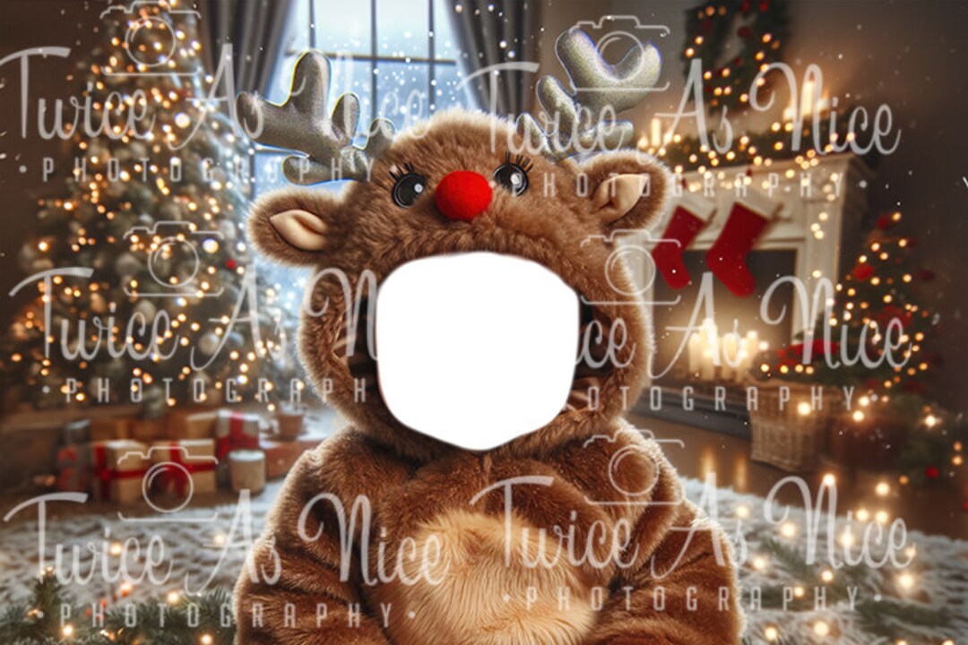 Christmas Digital Backdrop, Child Reindeer Digital Background,sitter ...