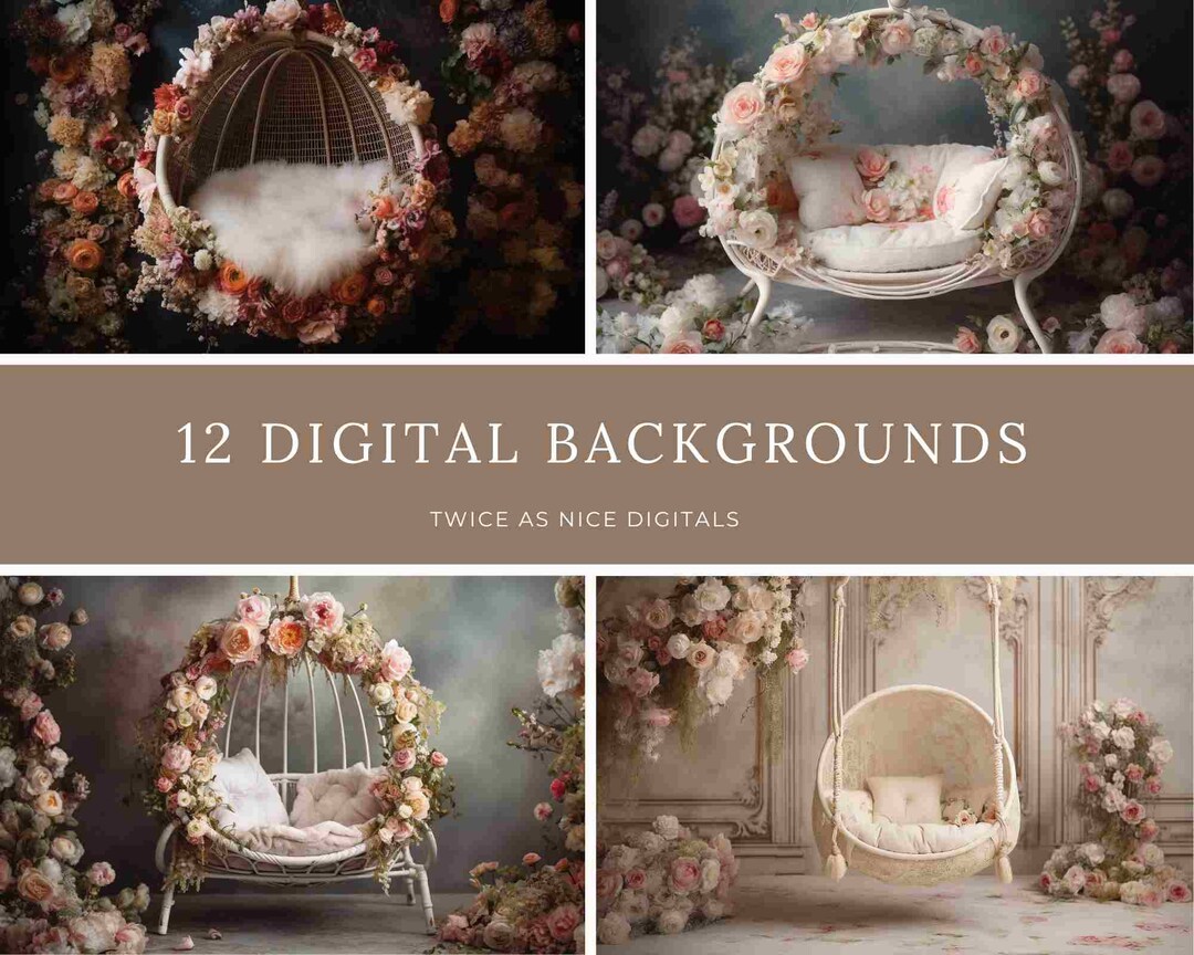 12 Swing Digital Backdrops Newborn Floral Digital Background - Etsy