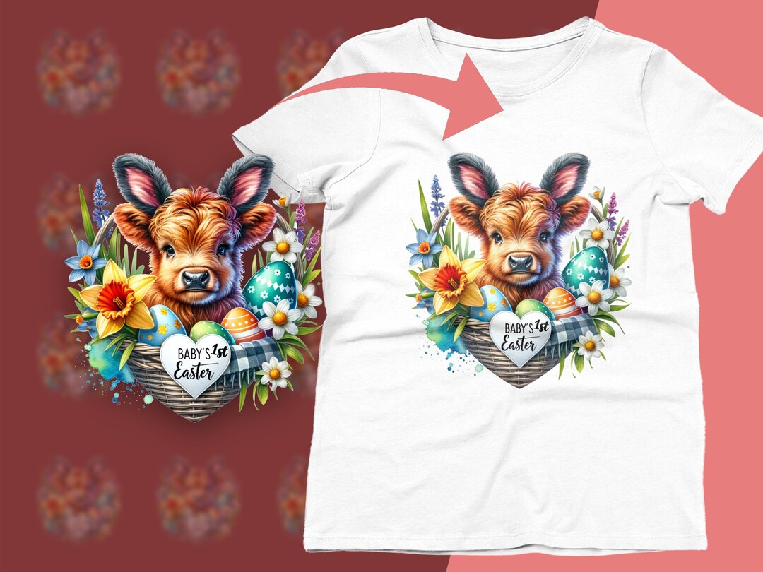 Baby's First Easter Digital SVG, Cute Calf Easter Basket and Eggs ...