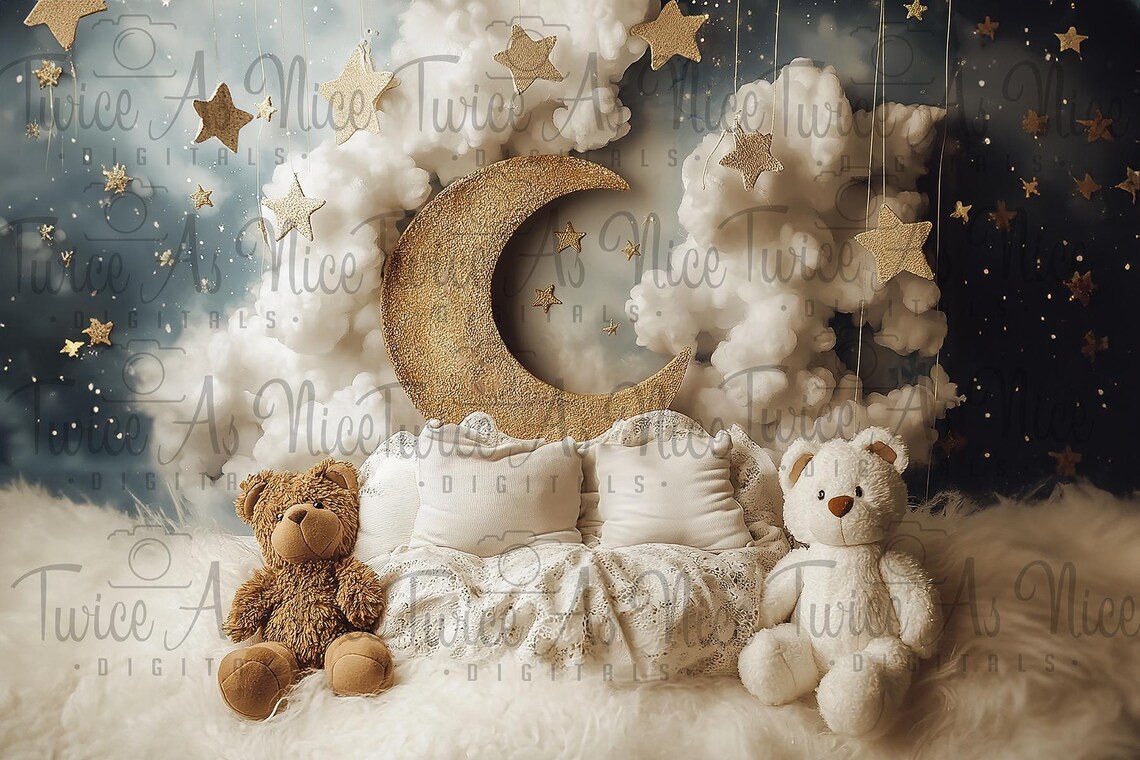 Newborn Moon Digital Backdrop, Newborn Moon Digital Background, Digital ...