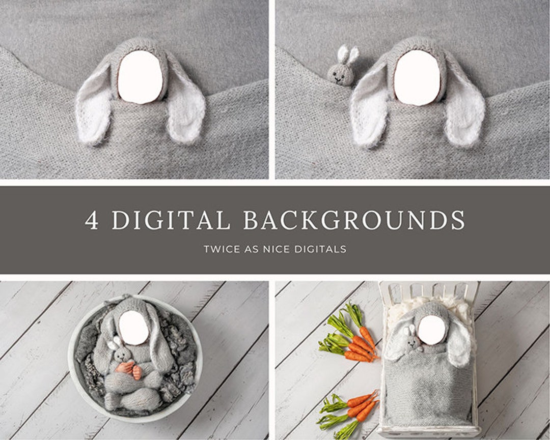 4 Face Insert Bunny Newborn Digital Backdrop, Newborn Digital ...