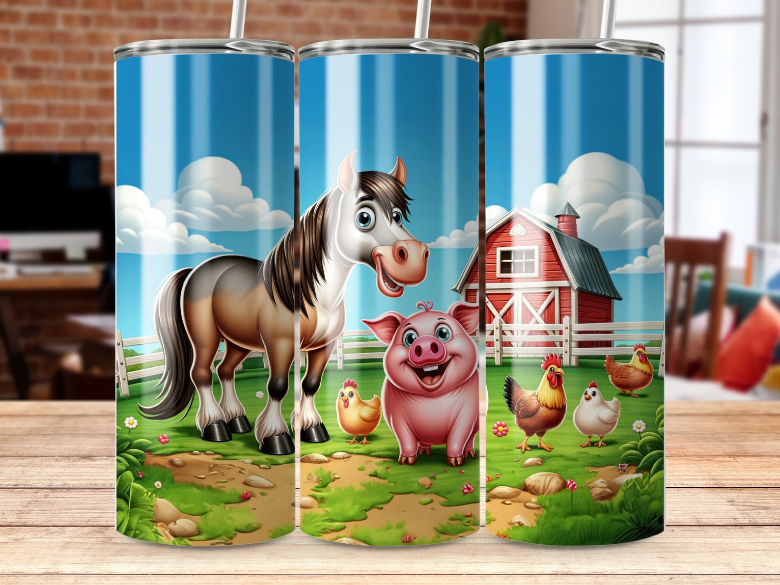 Farm Animal Tumbler Wrap, Kids 12oz Cup Design, 20oz Skinny & Tapered ...