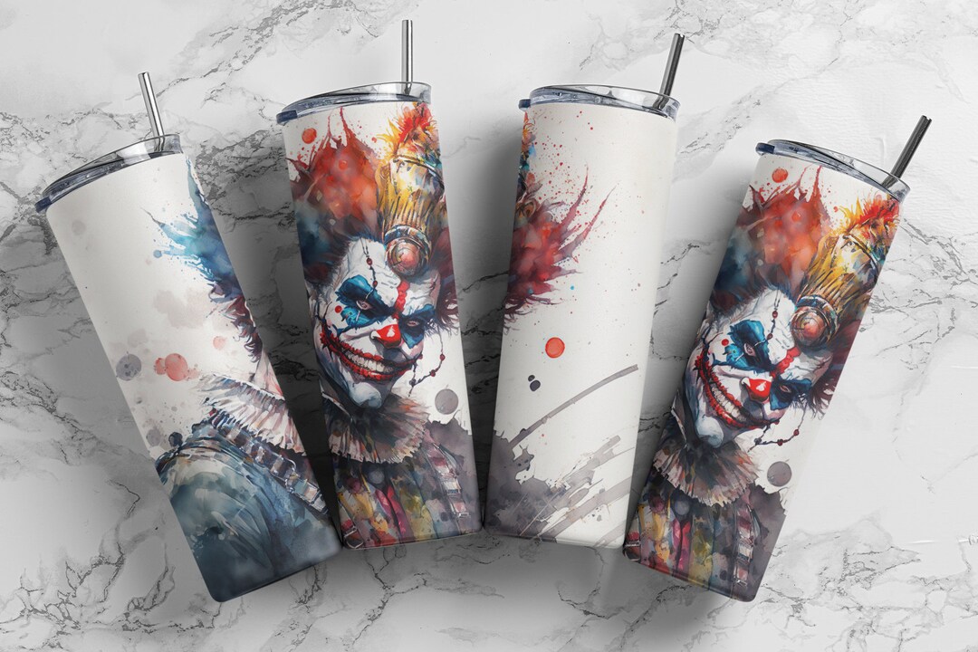Cyborg Clown Tumbler Wrap 20oz Sublimation Tumbler Cyborg Clown Design ...