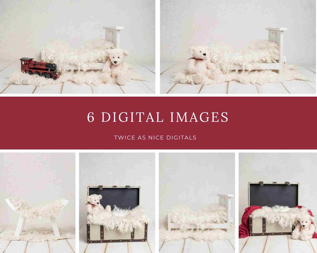 6 Newborn Digital Backdrop, Newborn Teddy Digital Background, Digital ...