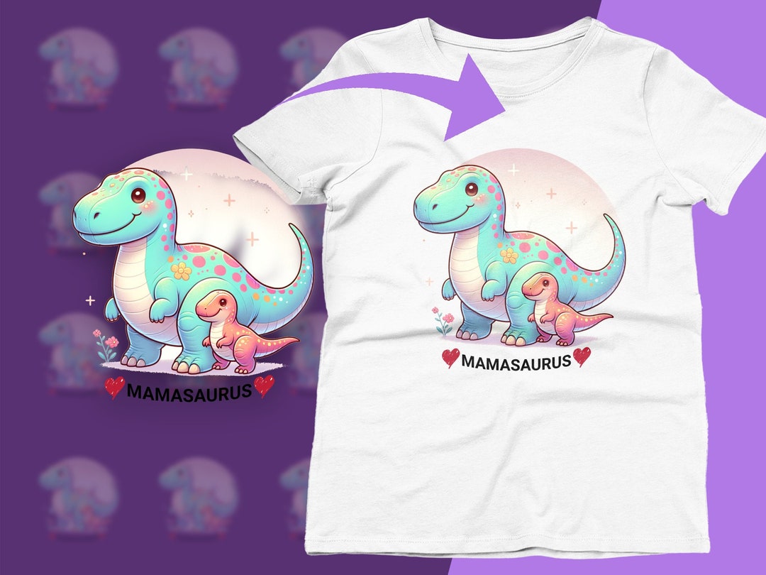 Mamasaurus SVG Digital Download, Cute Dinosaur Mom and Baby, Family T ...