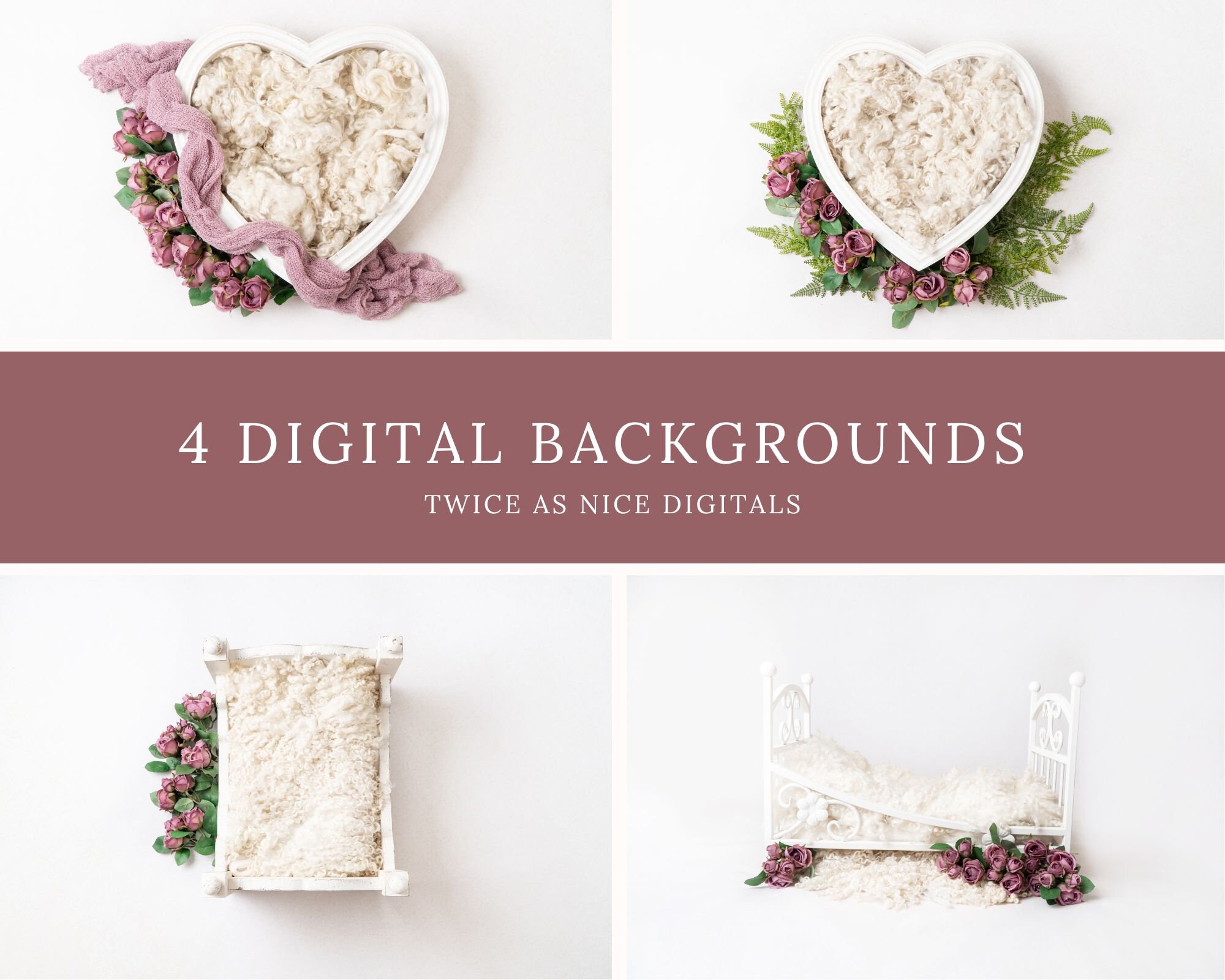 4x Newborn Digital Backdrop, Newborn Digital Background, Digital ...