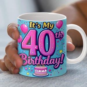 40th Birthday Mug Design Digital Download 11oz and 15oz, Happy 40th ...