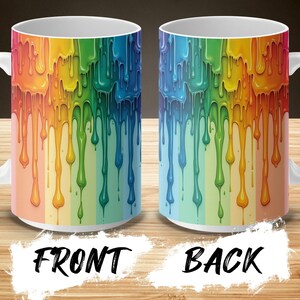 Colorful Dripping Paint Mug Wraps Digital Download, Rainbow Spectrum ...