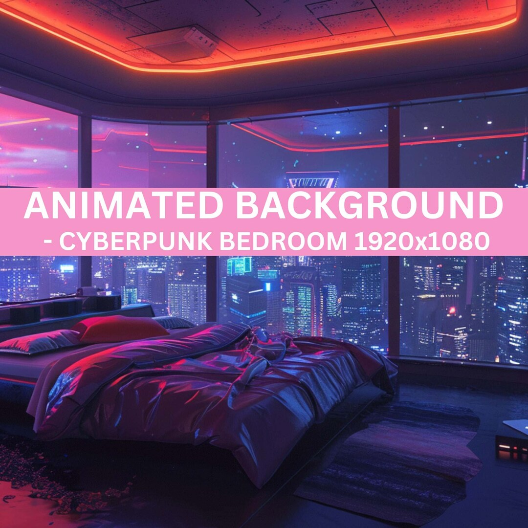 Vtuber Background, Cyberpunk Neon Animated Background Rain Fall Vtuber ...