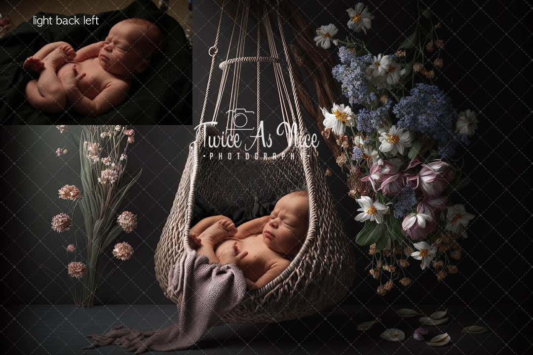 Newborn Digital Backdrop, Nursery Swing Floral Digital Background ...