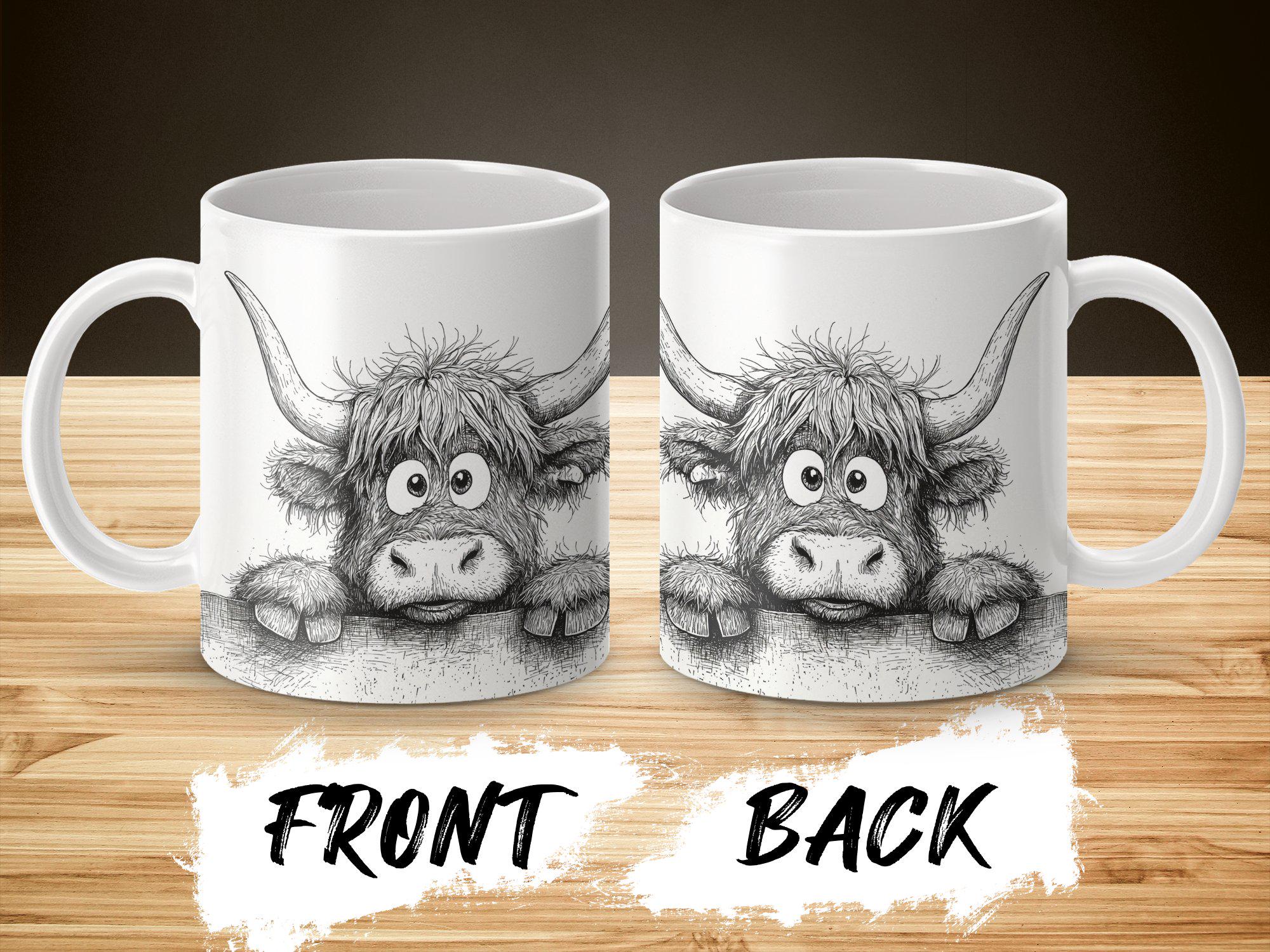 Cute Highland Cow Mug Wrap PNG Set, Sublimation Digital Download, 11oz ...