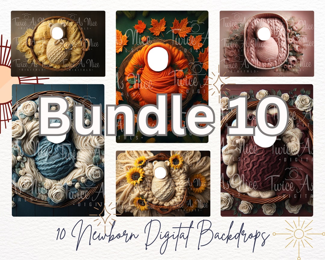 Newborn Digital Backdrop Bundle, Floral Themed Head Swap, Face Insert ...