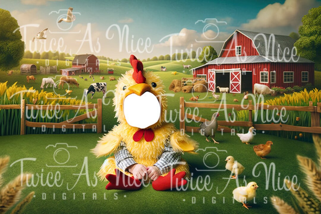 Newborn Chicken Costume Digital Backdrop, Farm Animal Nursery Decor ...
