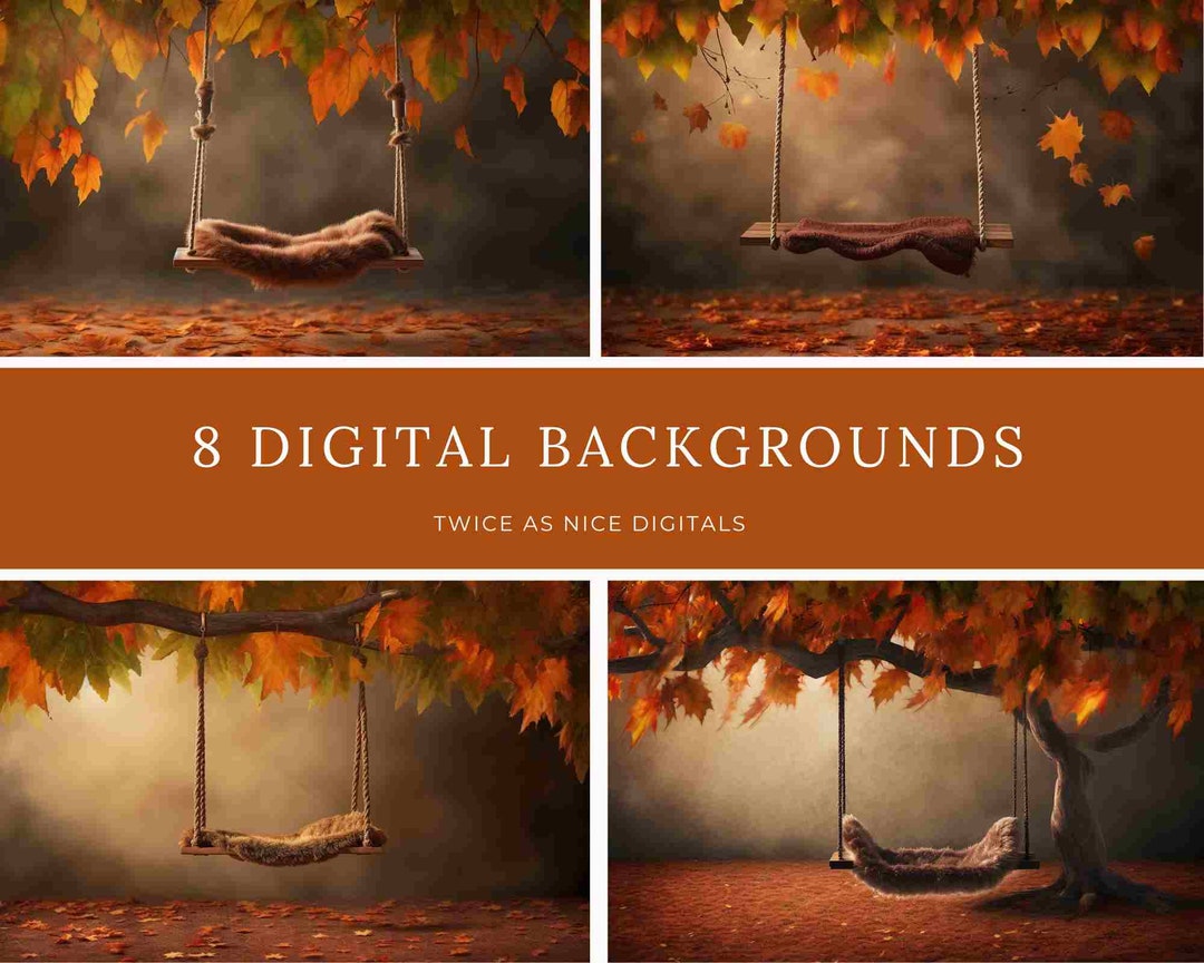 8 Autumn Falll Digital Backdrop, Newborn Swing Digital Background ...